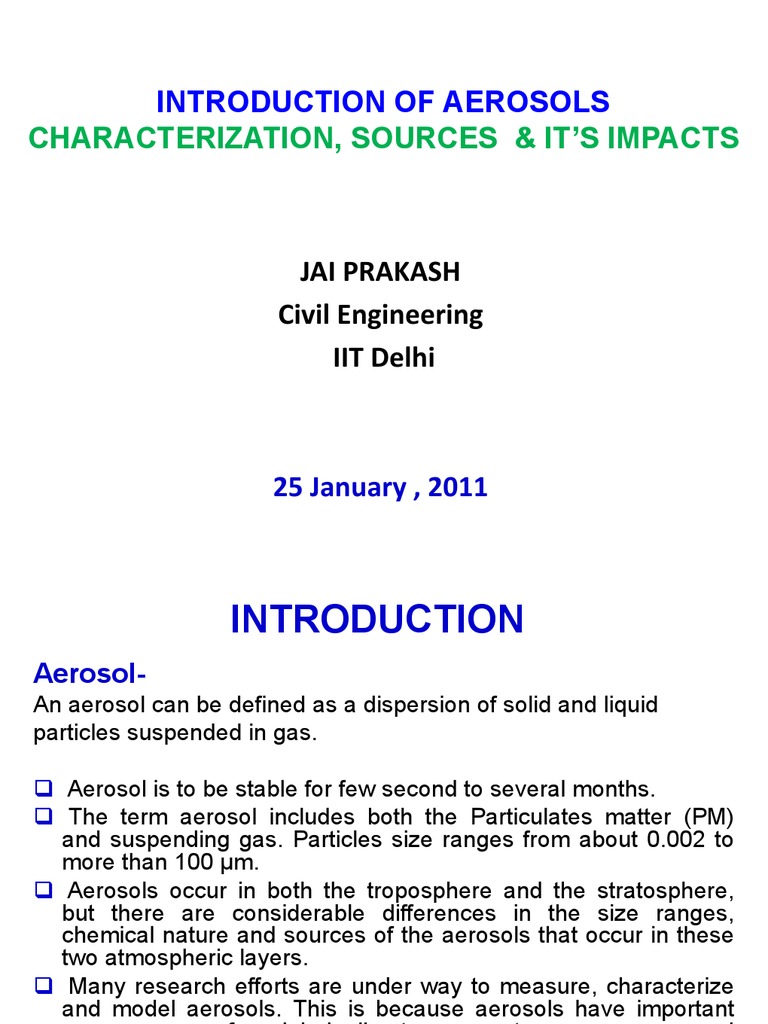 Lecture 1 Introduction Of Aerosols Pdf Aerosol Particulates