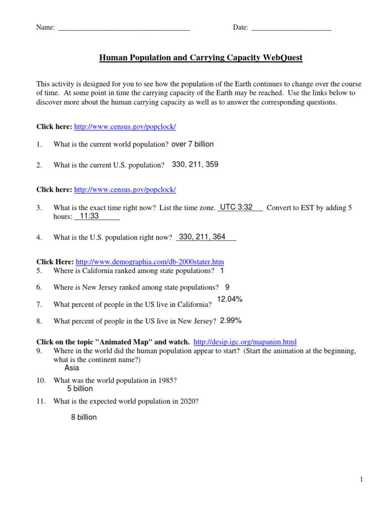 Human Population Growth WebQuest | PDF | Population | World Population