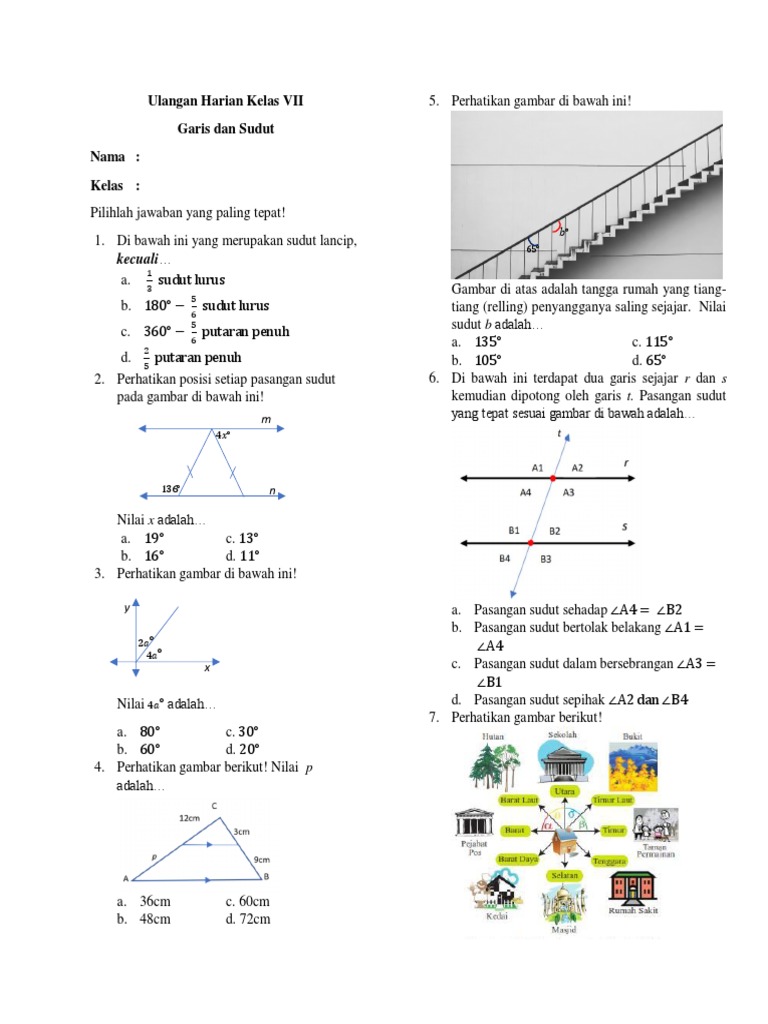 Ulangan Harian Kelas VII Garis Dan Sudut | PDF