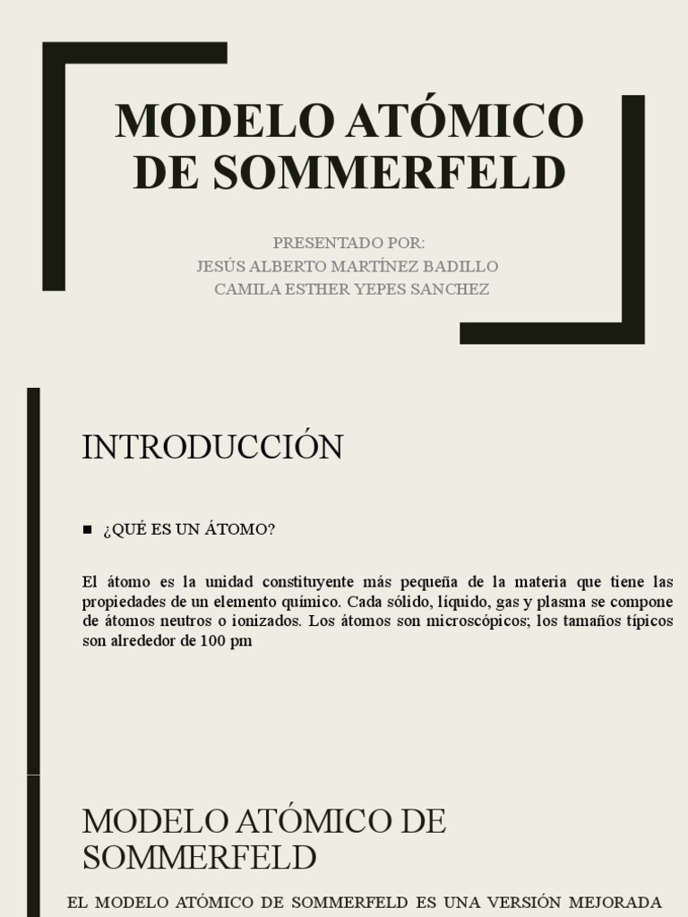 Modelo Atómico de Sommerfeld: Resumen | PDF | Átomos | Electrón