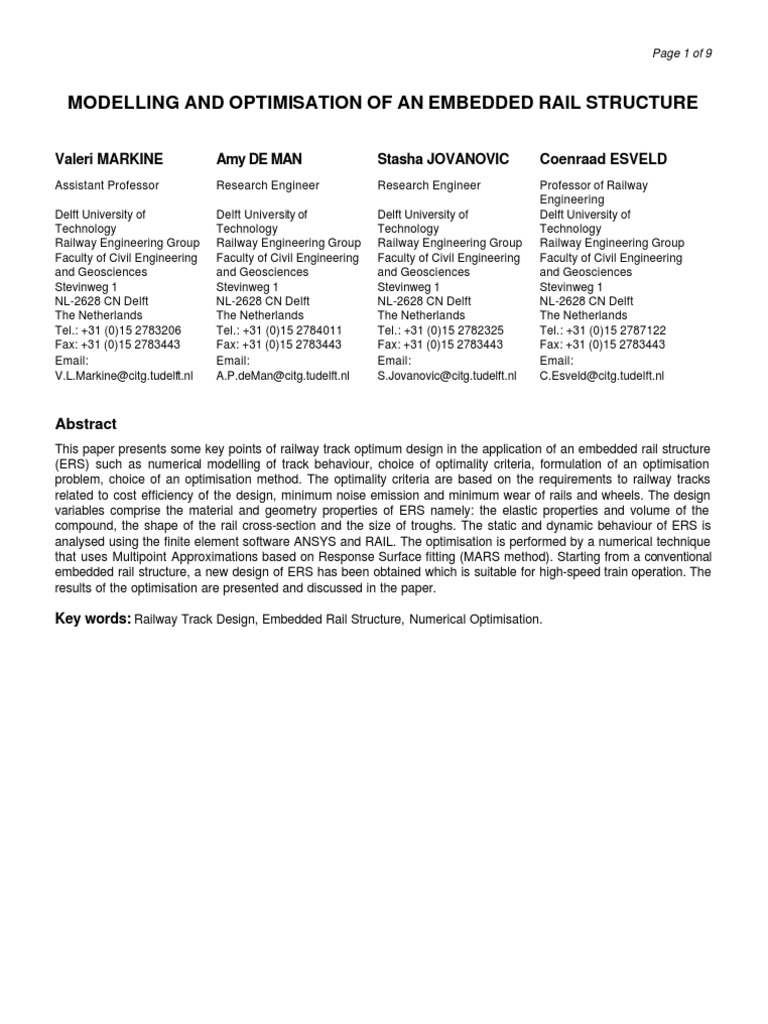 Modelling and Optimisation of An Embedded Rail Structure | PDF | Track ...