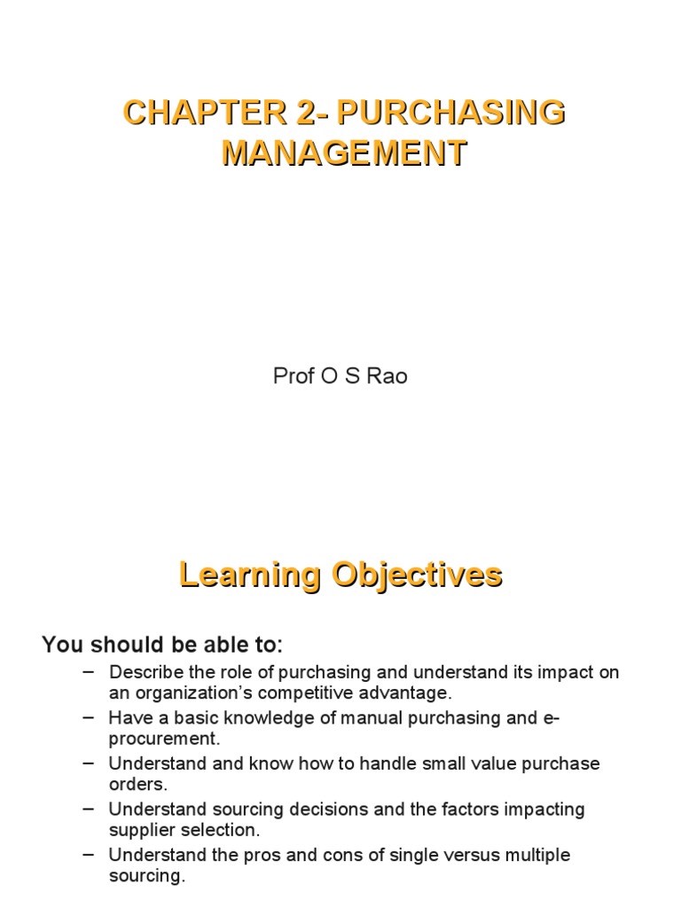 Purchasing Management | PDF | Procurement | Supply Chain