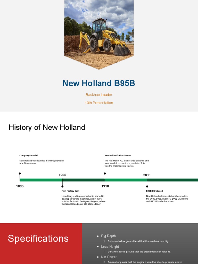 New Holland B95B: Backhoe Loader 13th Presentation | PDF | Loader ...