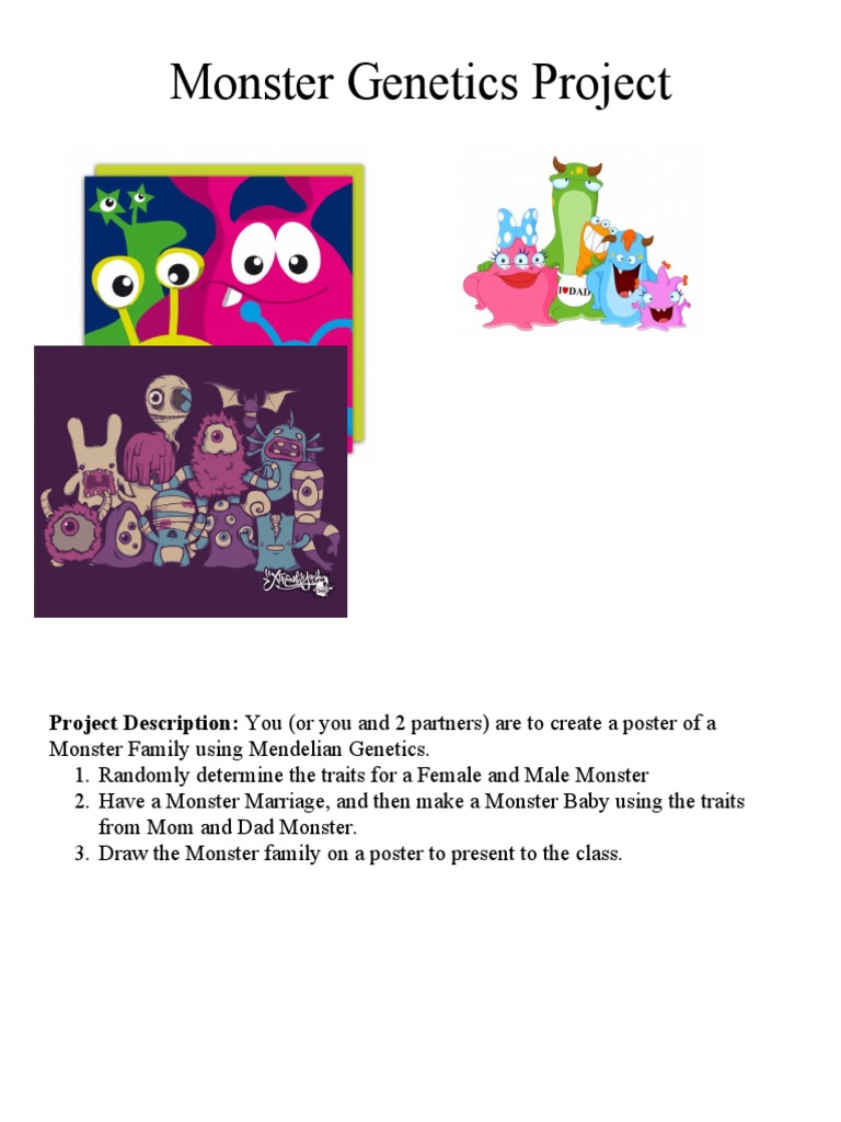 Monster Genetics Project: Project Description: You (Or You and 2 ...