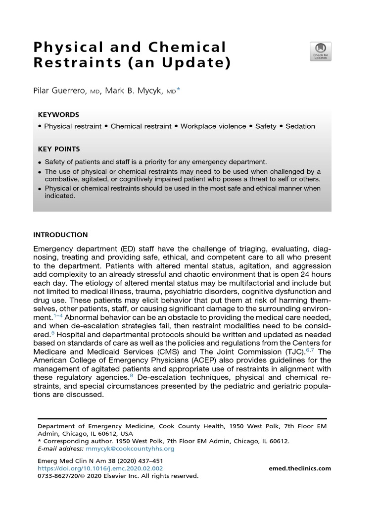 Physical and Chemical Restraint (An Update) | PDF | Risperidone ...