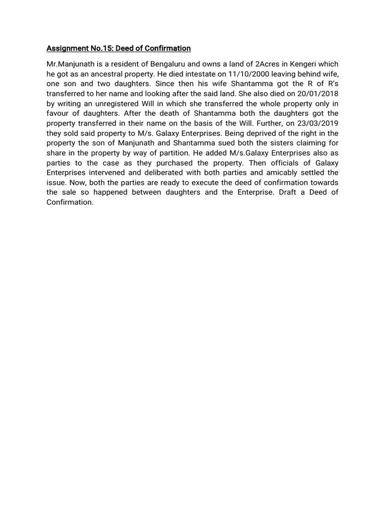 Confirmation Deed | PDF | Deed | Urban