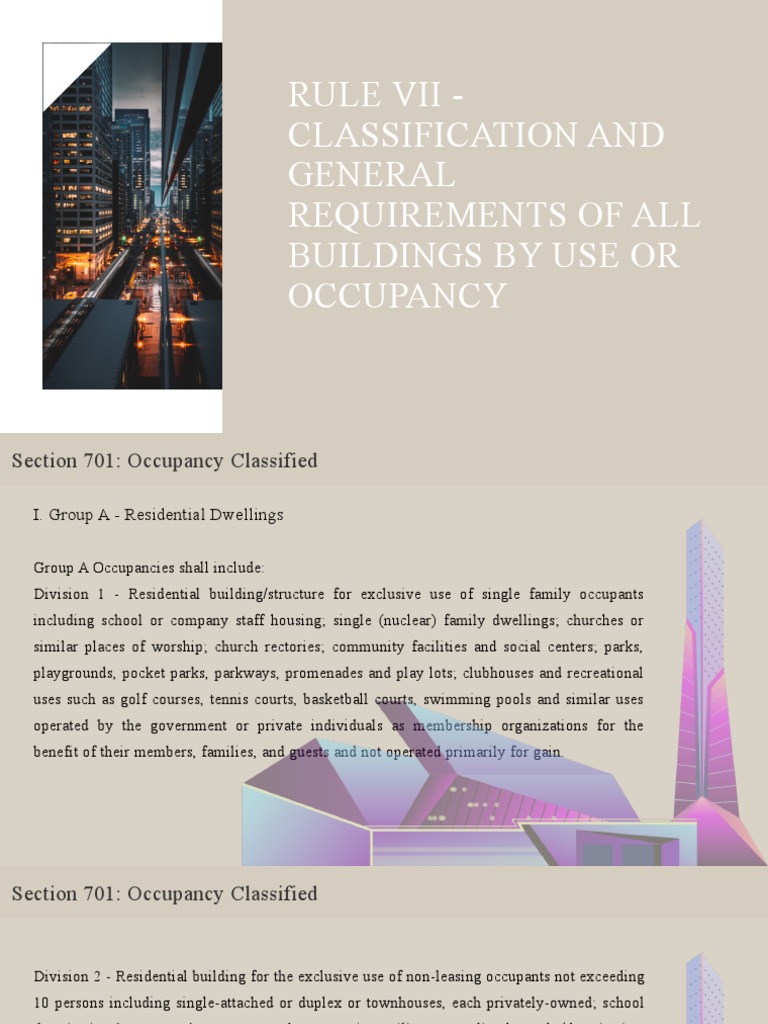 Rule Vii - Classification and General Requirements of All Buildings by ...