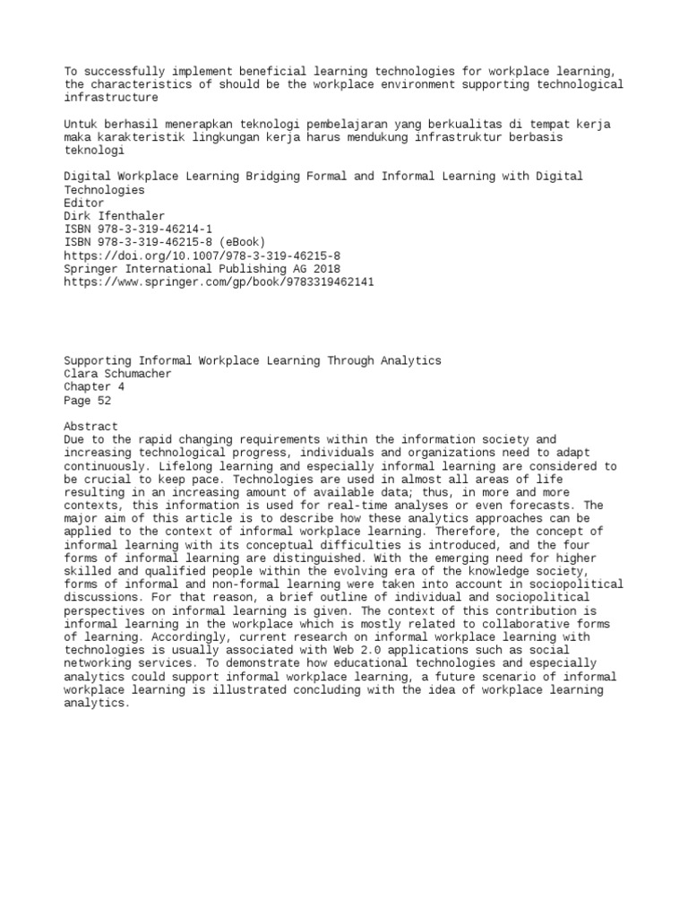 Supporting Informal Workplace Learning Through Analytics | PDF | Career ...