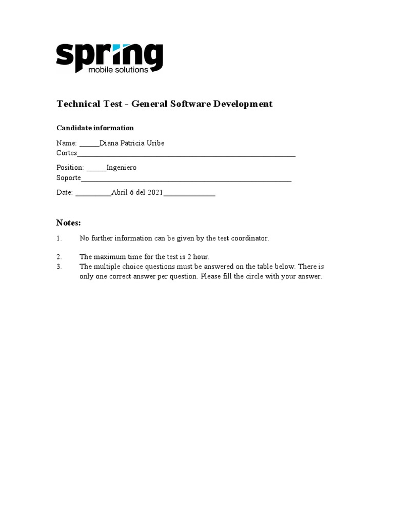 Technical Test - General Software Development: Notes | PDF | Scope ...