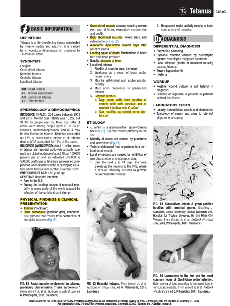 Tetanus: Basic Information Diagnosis | PDF | Immunology | Diseases And ...