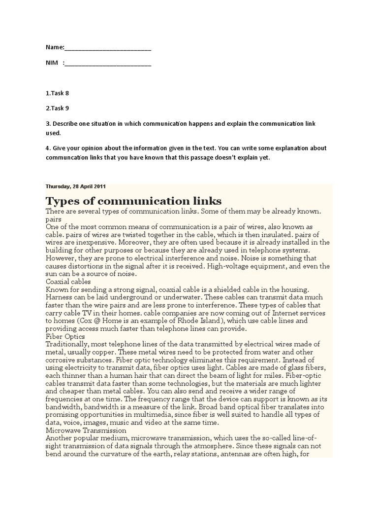 Types of Communication Links Explained | PDF | Communications Satellite ...