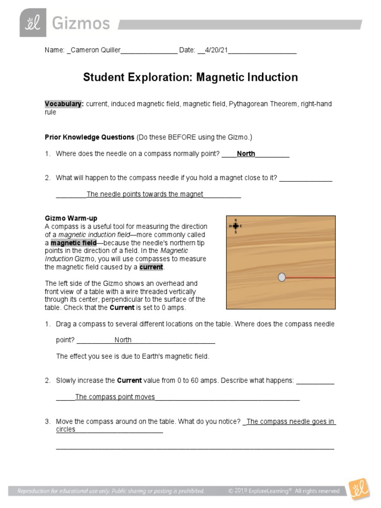 Student Exploration: Magnetic Induction | PDF | Compass | Magnetic Field