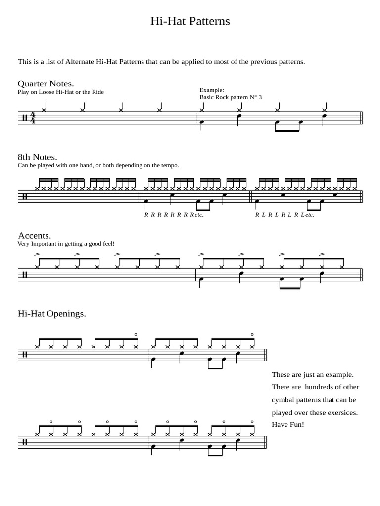 Alternate Hi-Hat Patterns Guide | PDF