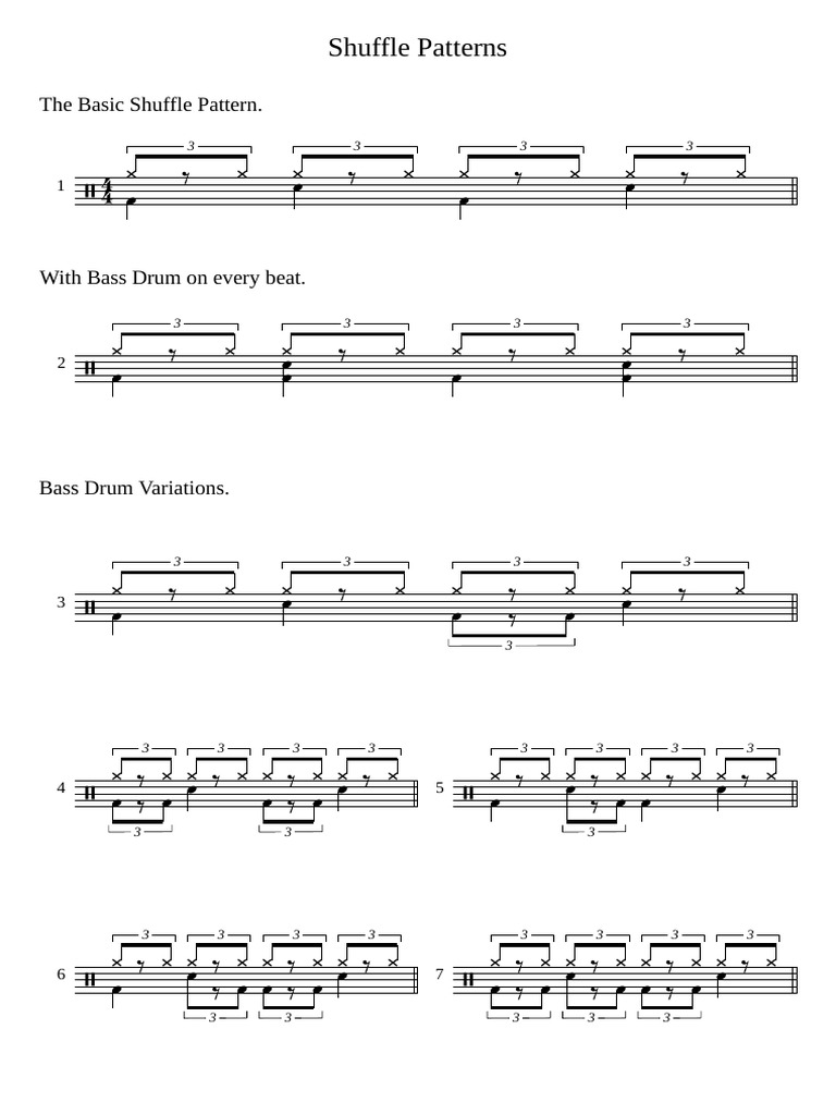 Shuffle Patterns | PDF | Percussion Instruments | Performing Arts