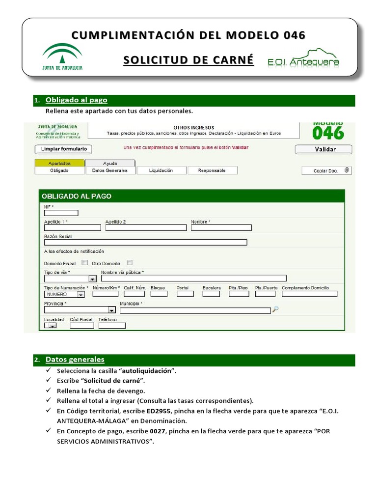 Cumplimentación Del Modelo 046 - Carné | Descargar gratis PDF | Business | Informática y ...