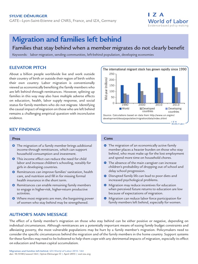 Migration and Families Left Behind - One Pager | PDF | Remittance ...