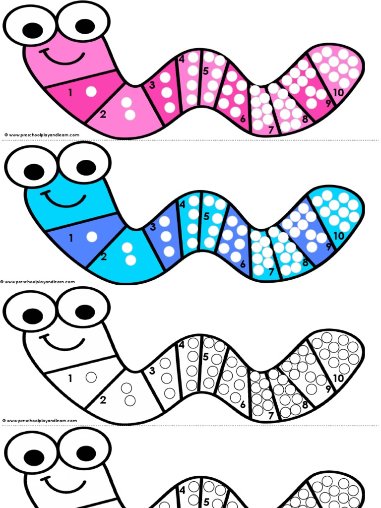 Silly Worm Sticker Dot Counting | PDF