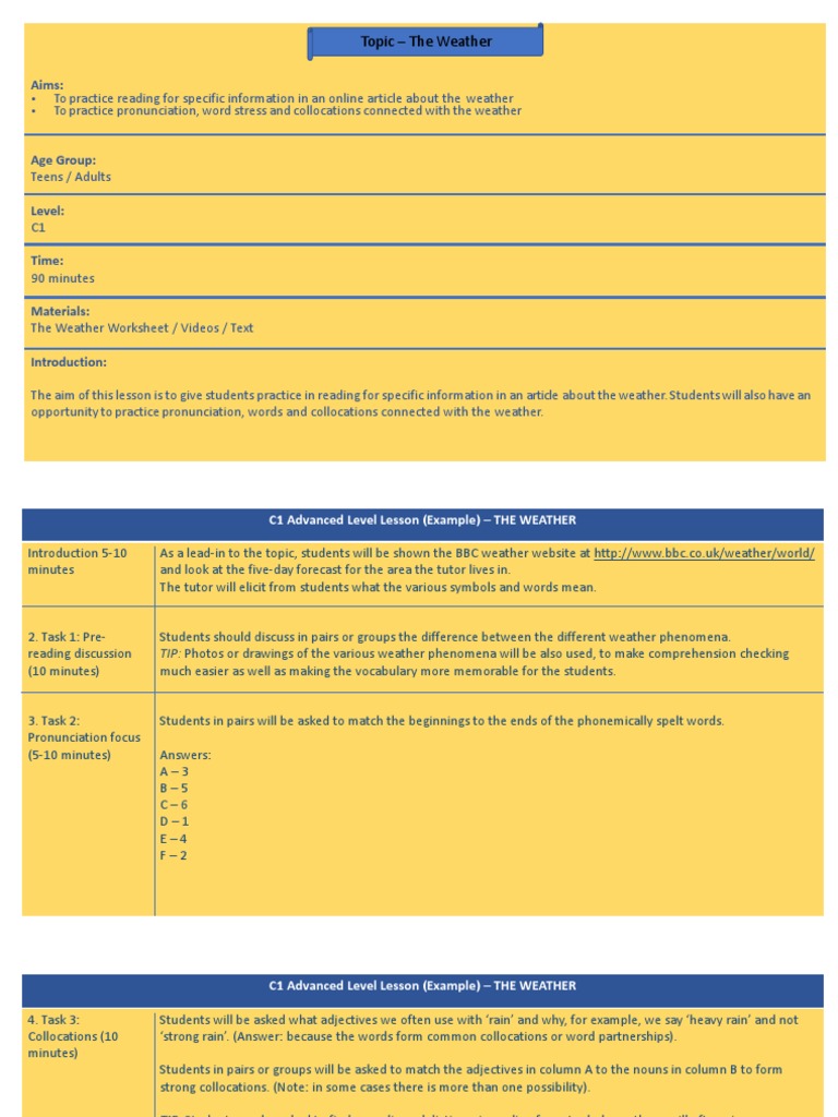 C1 Advanced Lesson Plan | PDF | Question | Applied Linguistics