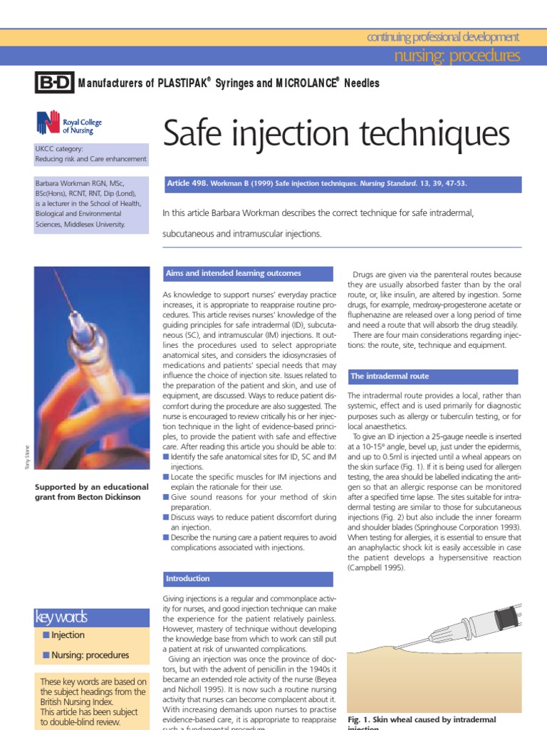 INJECTION TECHNIQUES | Injection (Medicine) | Medical Treatments