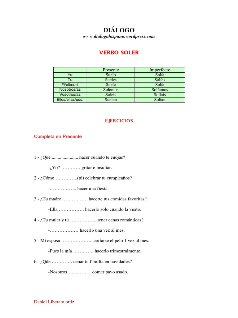 Ejercicios Verbo Soler2 | PDF