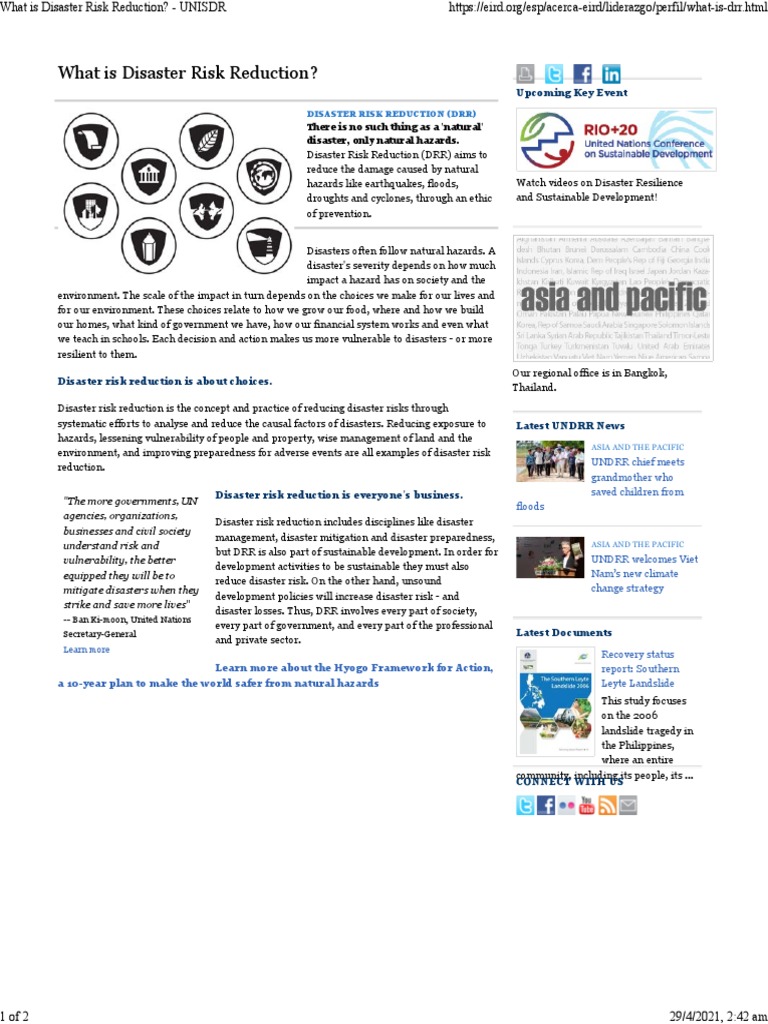 What Is Disaster Risk Reduction | PDF | Disaster Risk Reduction | Risk ...