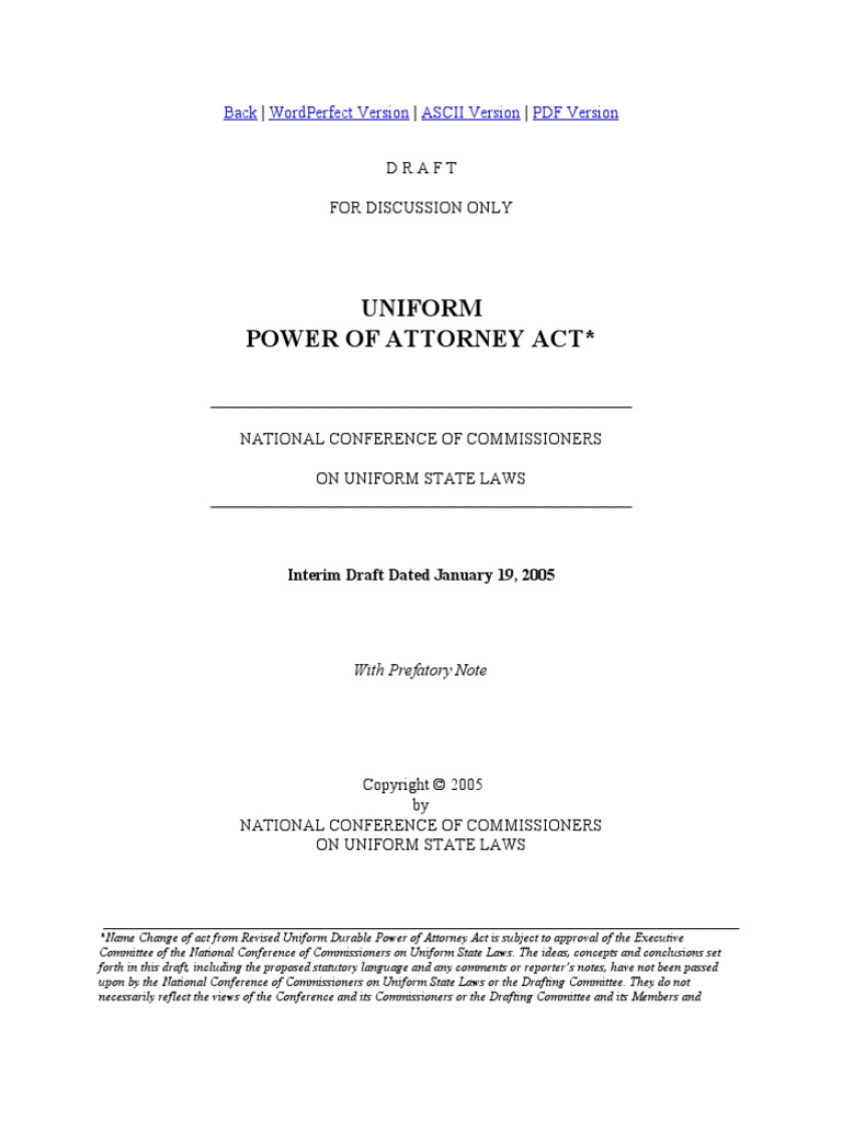Uniform Power of Attorney | PDF | Government | Law Of Agency