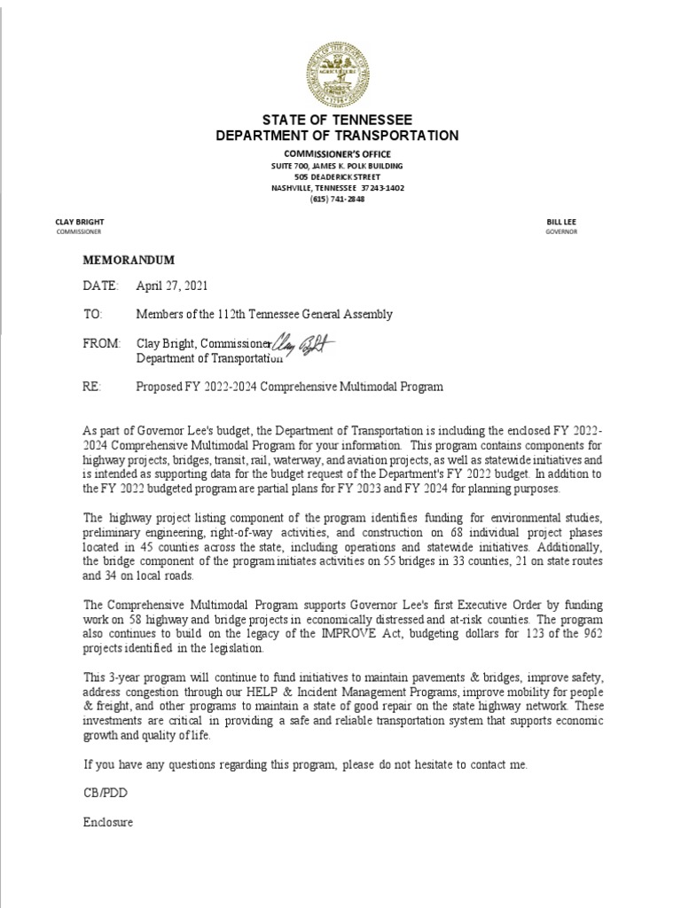 Tennessee's FY 2022-2024 Multimodal Plan | PDF | Tennessee | Transport ...