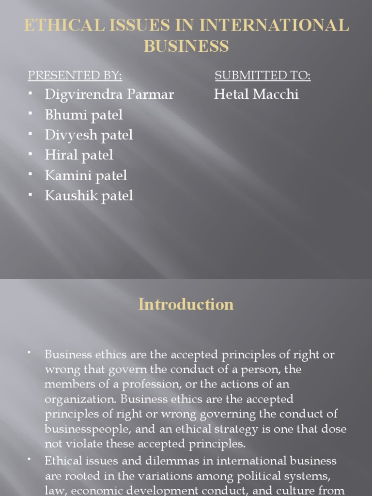 Ethical Issues in International Business | PDF