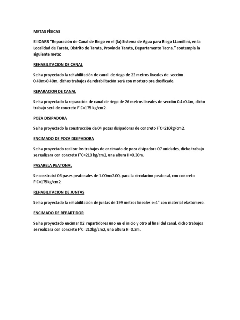 Metas Físicas | PDF