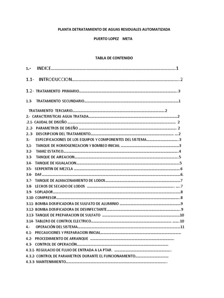 Manual de Operacion Ptar | PDF | Aguas residuales | Agua