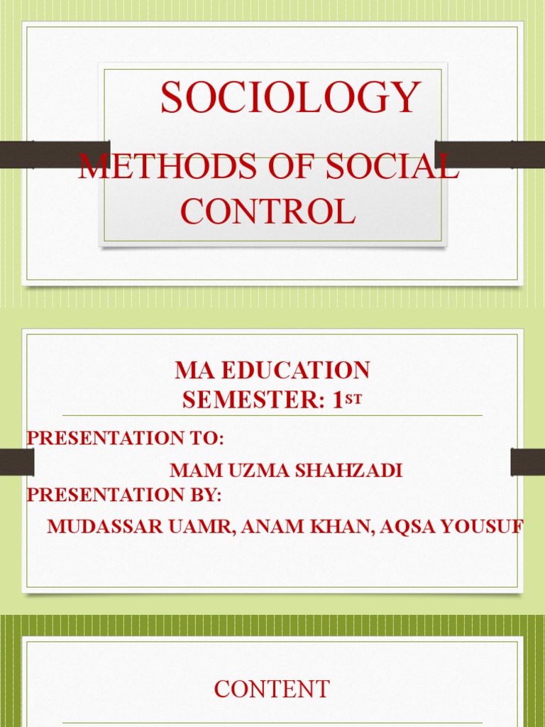 Method of Social Control | PDF | Politics | Social Science
