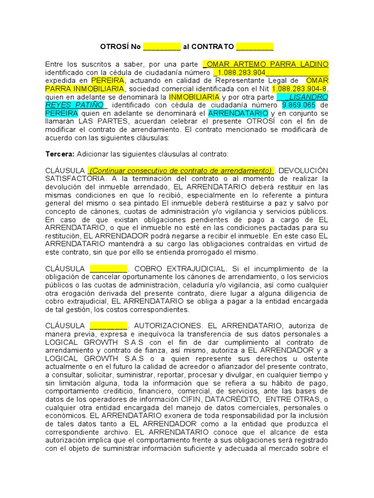 Otrosí Con Codeudor | PDF | Alquiler | Pagos