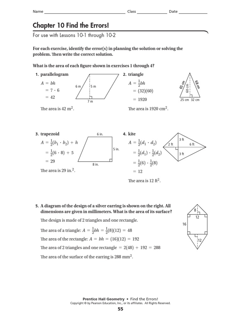 Unit 10 Find The Errors! | PDF | Area | Elementary Geometry