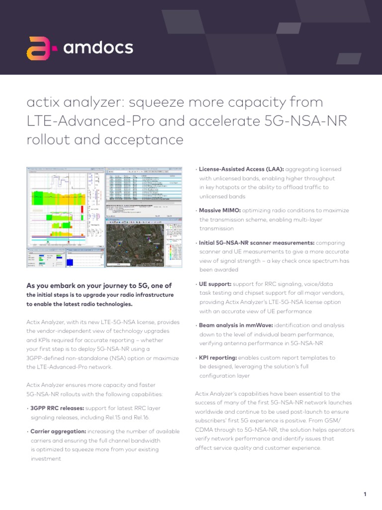Amdocs Actix Analyzer 5G NSA NR Datasheet 2020 | PDF