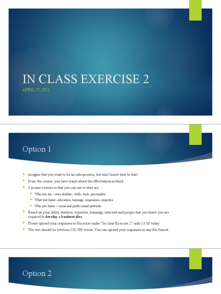 In-Class Exercise 2 | PDF