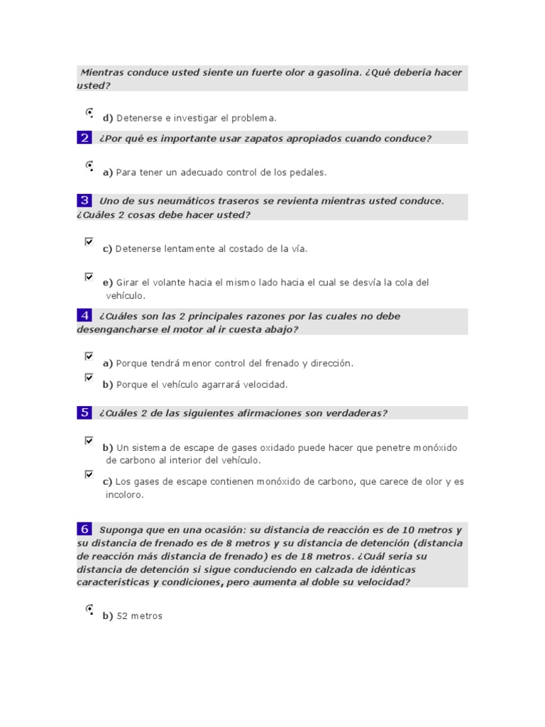 Test Conducir Resumen | PDF | Neumático | Semáforo