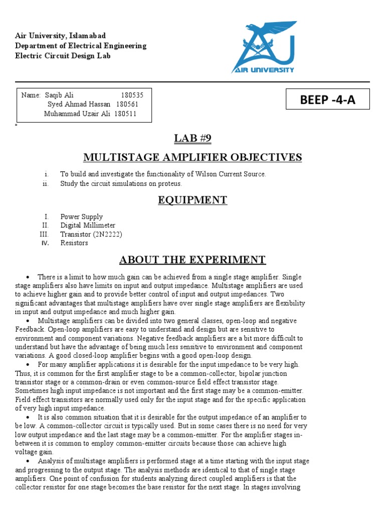Ecd Lab Report 9 | Descargar gratis PDF | Amplifier | Electromagnetism