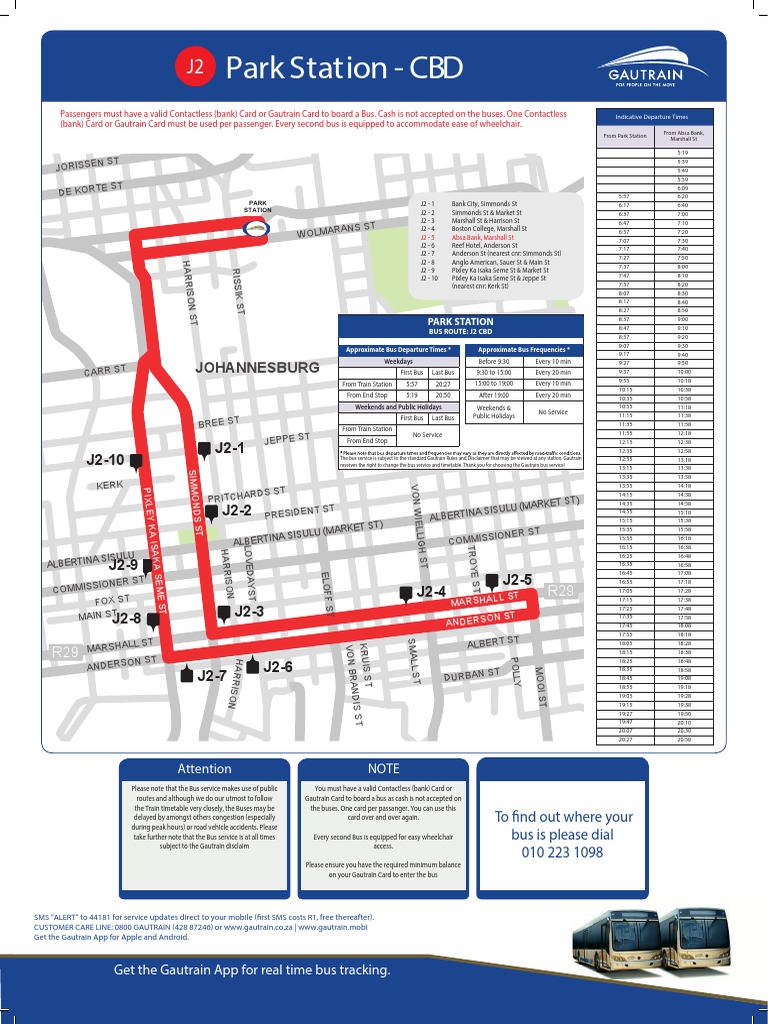 Gautrain Park Station CBD Map J2 Buses | PDF | Bus | Services (Economics)