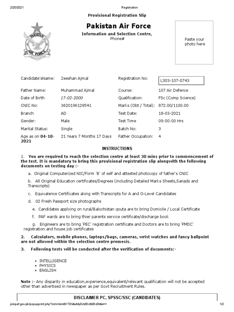Pakistan Air Force Instructions PDF
