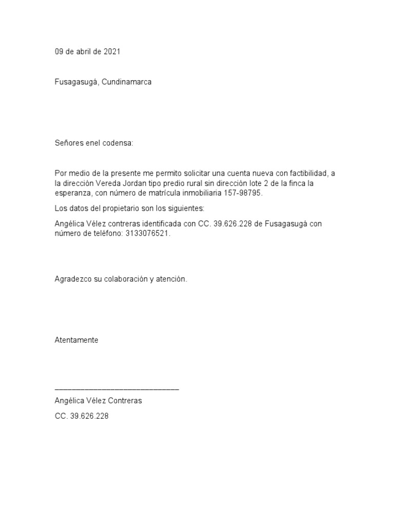 Carta A Enel Codensa | PDF