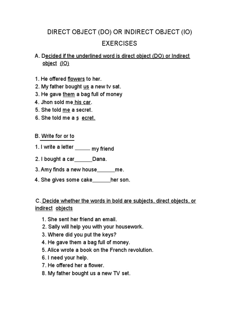 Indirect Objects And Indirect Object Pronouns Spanish Indirect Object