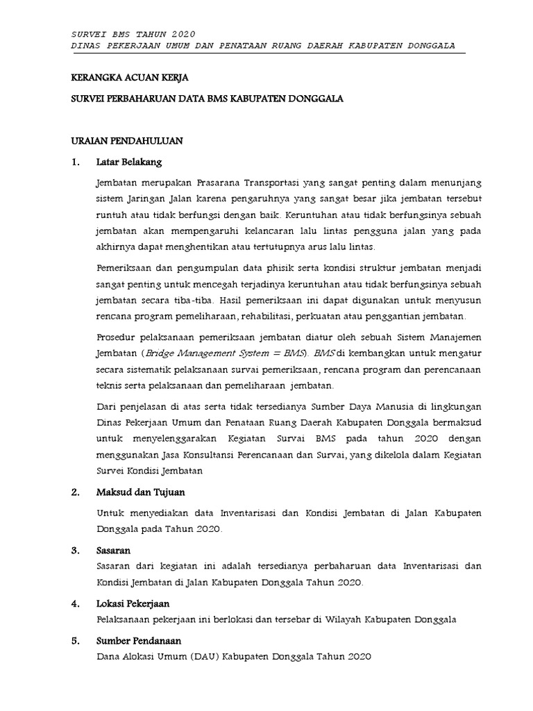 Kak Survei BMS Donggala 2020 | PDF