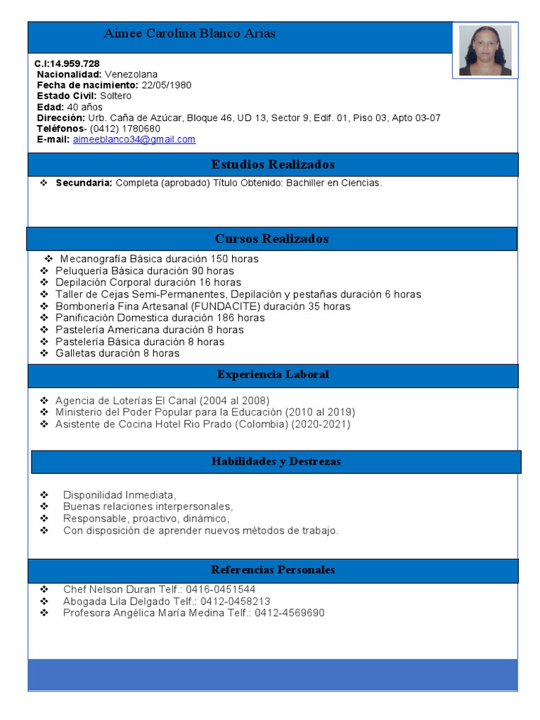 Curriculum Carolina | PDF