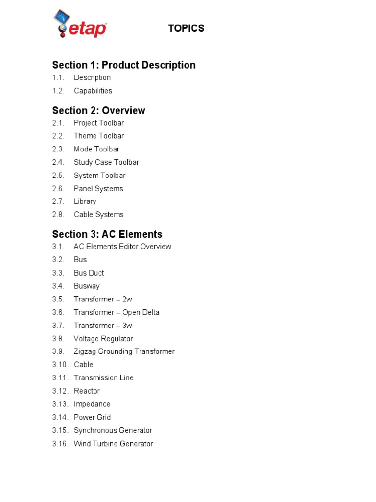 Etap Modules | PDF | Transformer | Electric Motor
