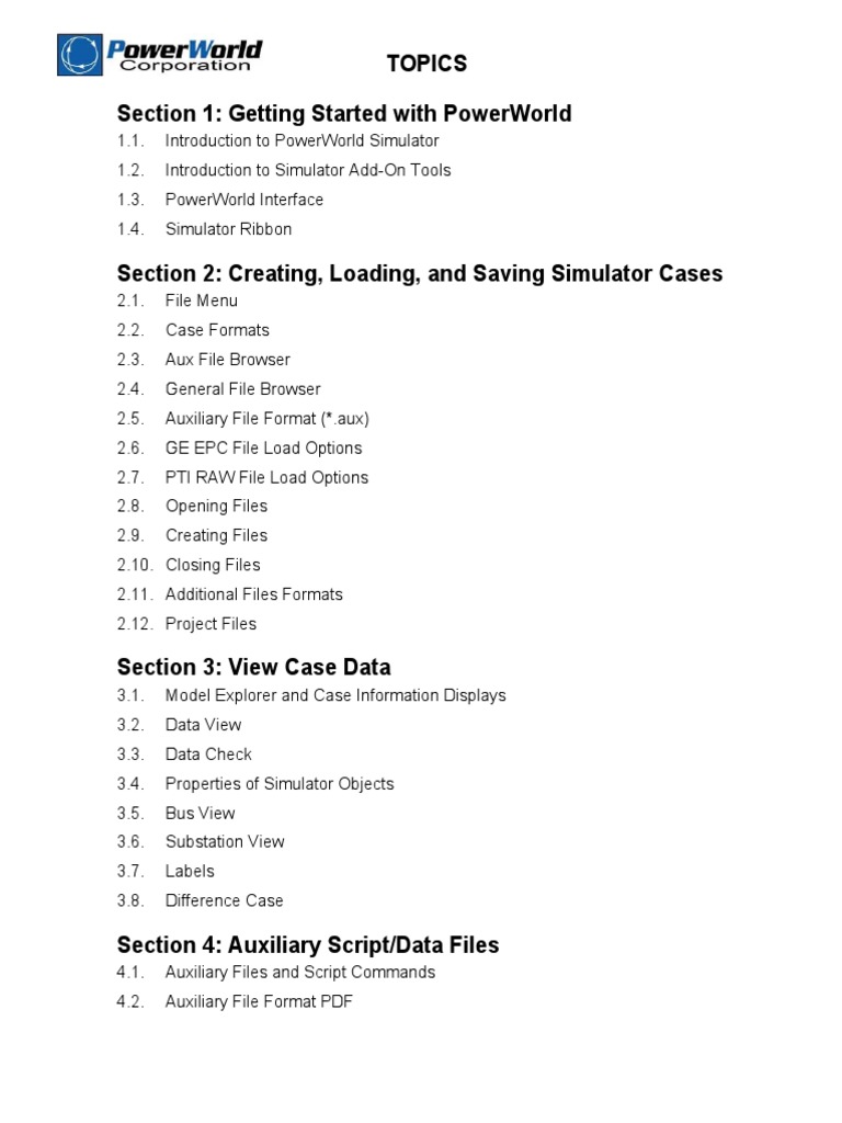 Topics Section 1: Getting Started With Powerworld | Download Free PDF ...