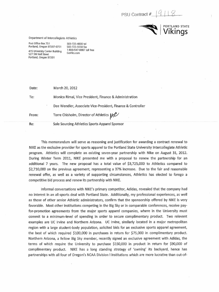 NIKE 19118 - Sole Source Justification Memo | PDF