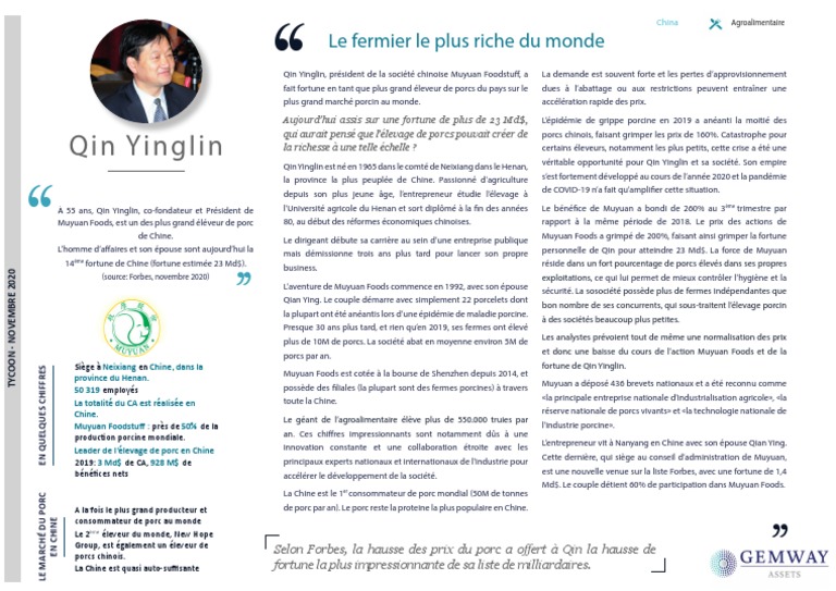 Qin Yinglin : Roi du porc en Chine | PDF | Cochon domestique | Chine