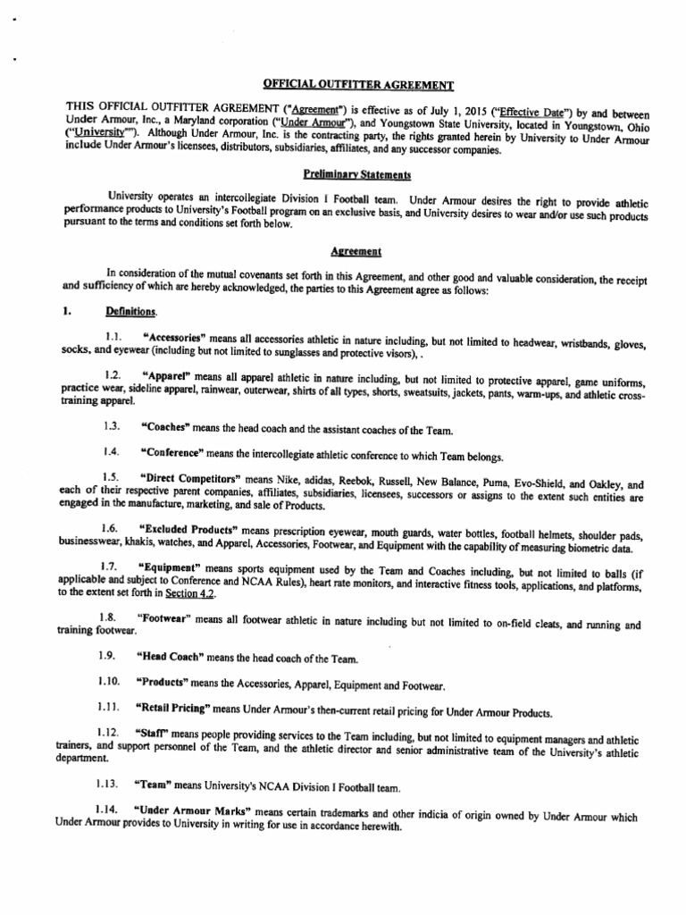 Under Armour Contract - Redacted | PDF