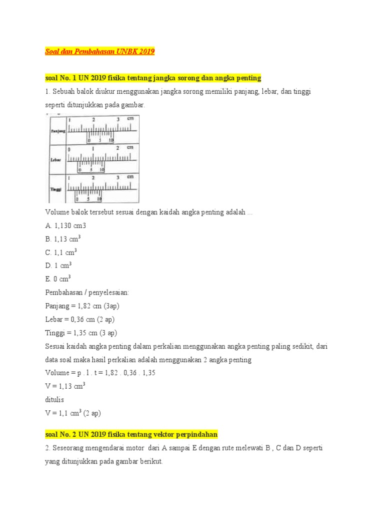 Soal Dan Pembahasan UNBK 2019 | PDF | Metode & Bahan Ajar | Sains & Matematika