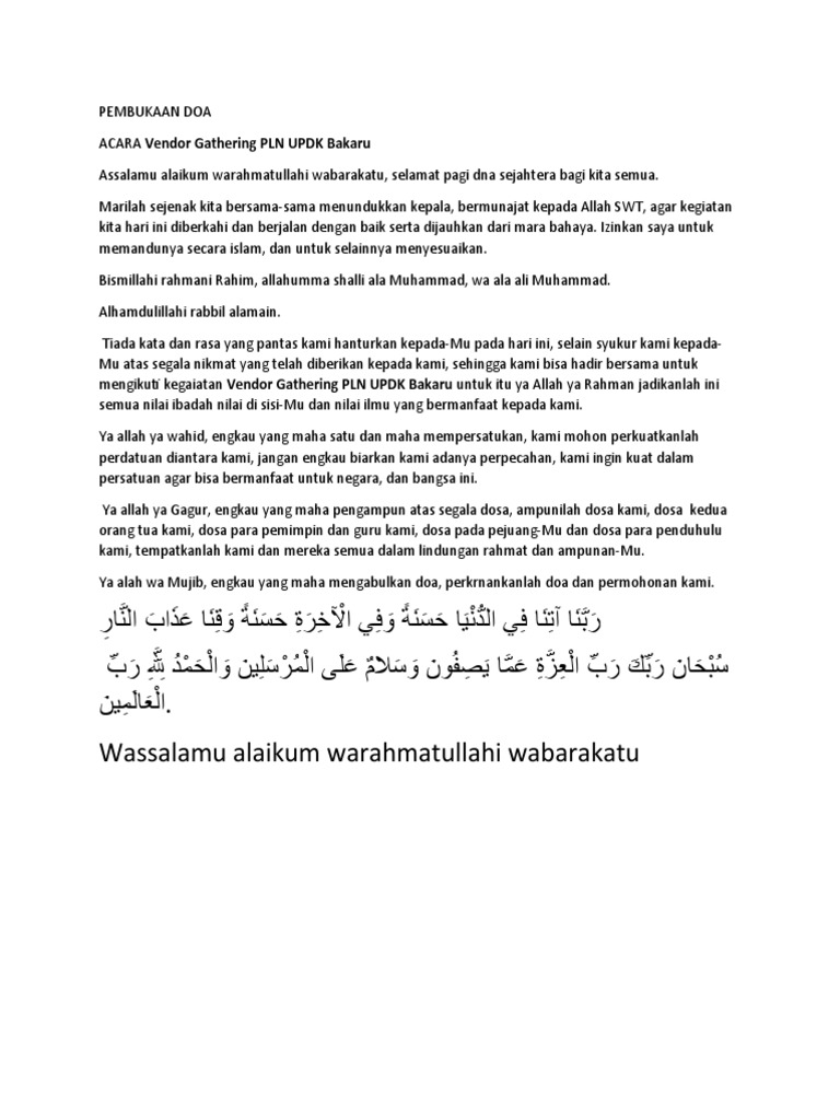 Pembukaan Doa Acara | PDF | Agama & Spiritualitas